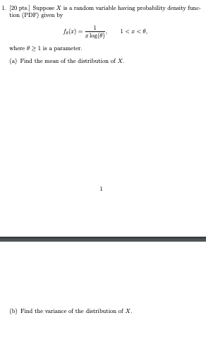 Solved 1. (20 pts. Suppose X is a random variable having | Chegg.com