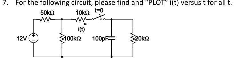 Solved 7. For the following circuit, please find and "PLOT" | Chegg.com