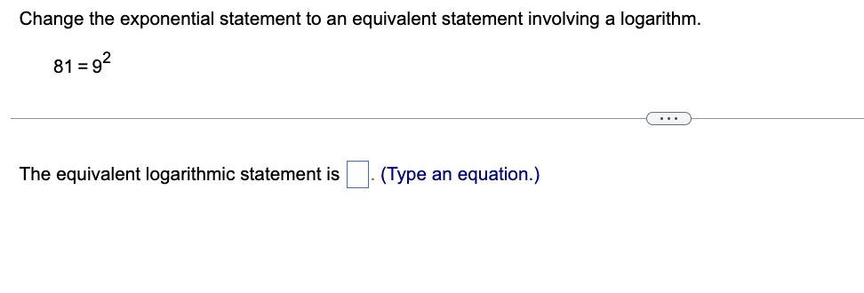 Solved Change the exponential statement to an equivalent | Chegg.com