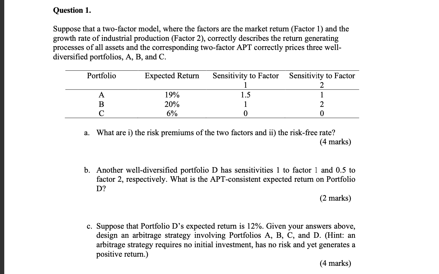Suppose that a two-factor model, where the factors | Chegg.com