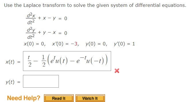 Solved Use the Laplace transform to solve the given system | Chegg.com