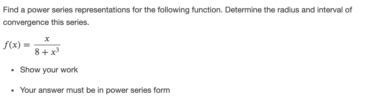 Solved Find a power series representations for the following | Chegg.com