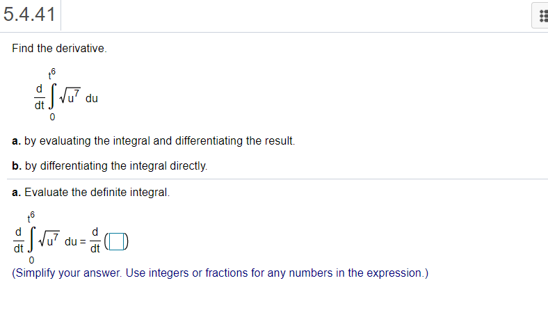 Solved 5.4.41 mi Find the derivative. á Svo? . 6 d dt du a. | Chegg.com