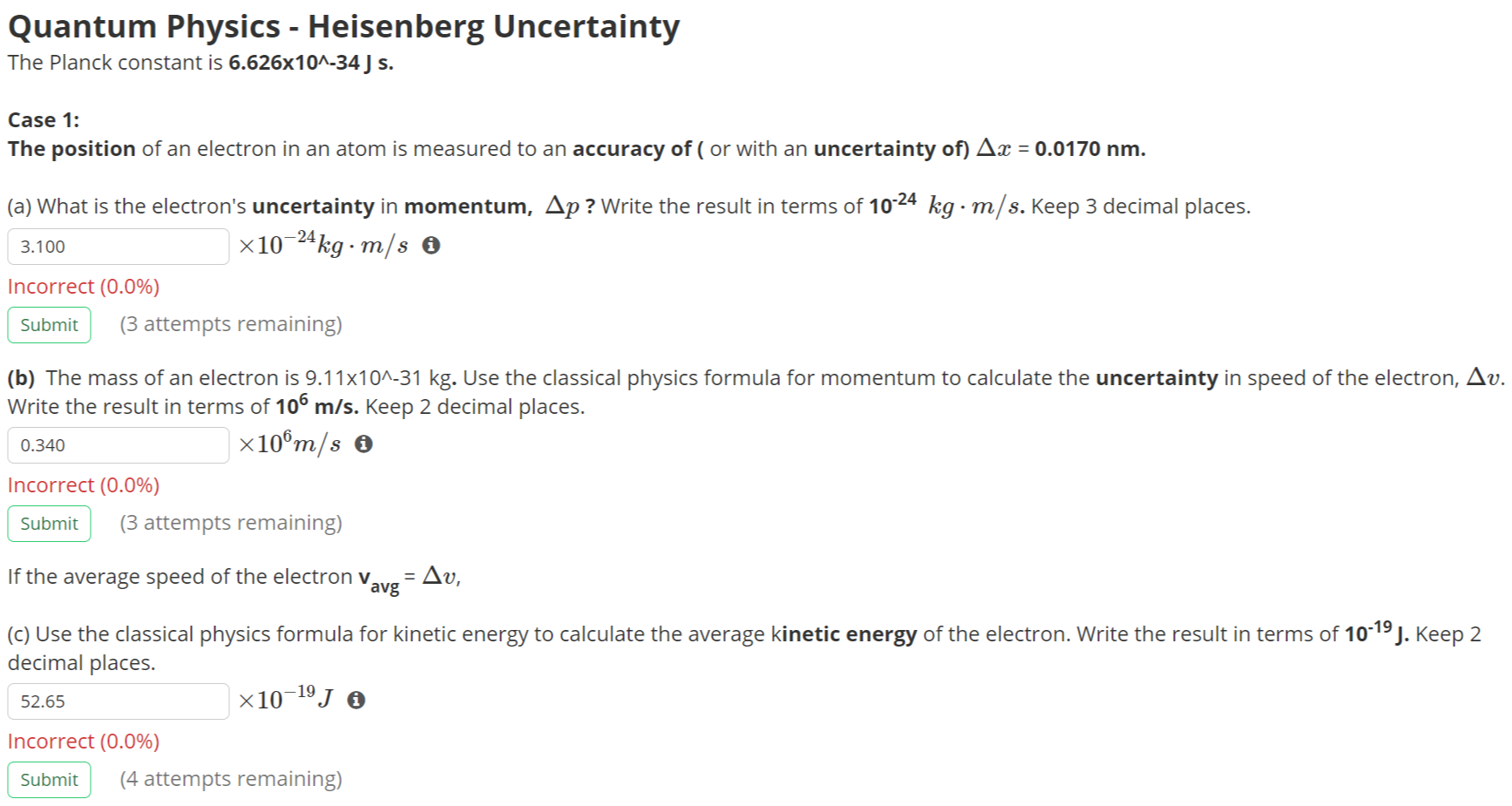 Solved Quantum Physics - Heisenberg Uncertainty The Planck | Chegg.com