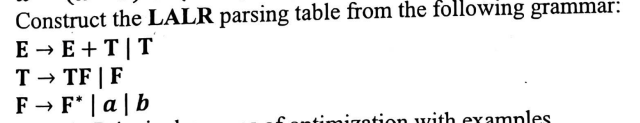 Solved Construct The Lalr Parsing Table From The Following 
