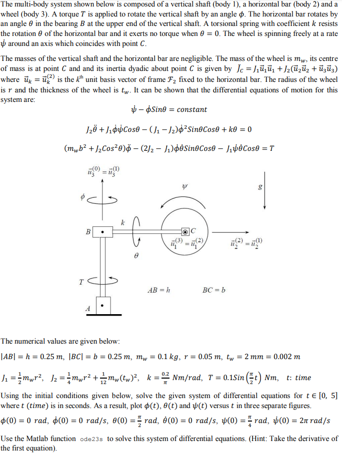 Solved The multi-body system shown below is composed of a | Chegg.com
