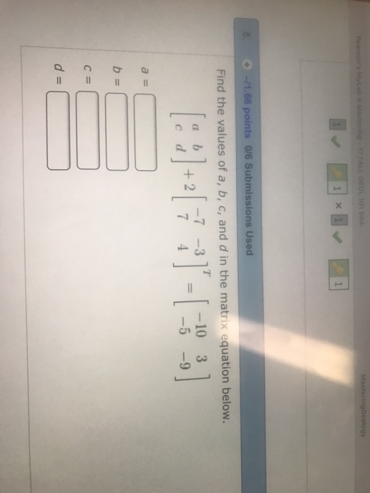 Solved Find the values of a, b, c, and d in the matrix | Chegg.com