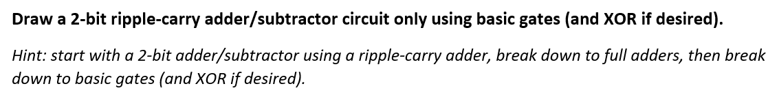 Solved Draw a 2-bit ripple-carry adder/subtractor circuit | Chegg.com