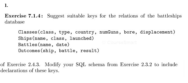 Solved Exercise 7.1.4: Suggest suitable keys for the | Chegg.com