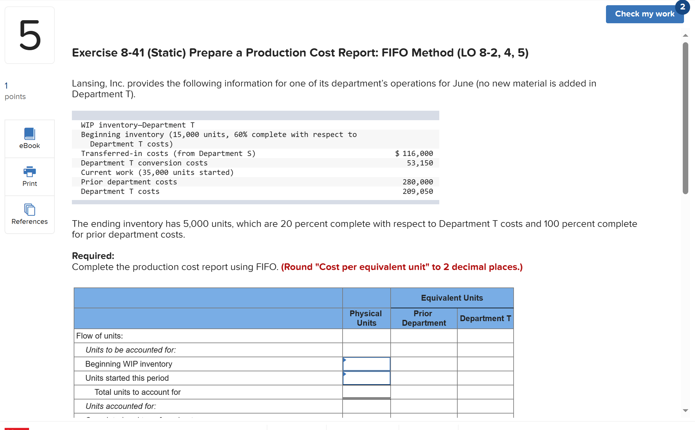 Solved Exercise 8-41 (Static) Prepare a Production Cost | Chegg.com