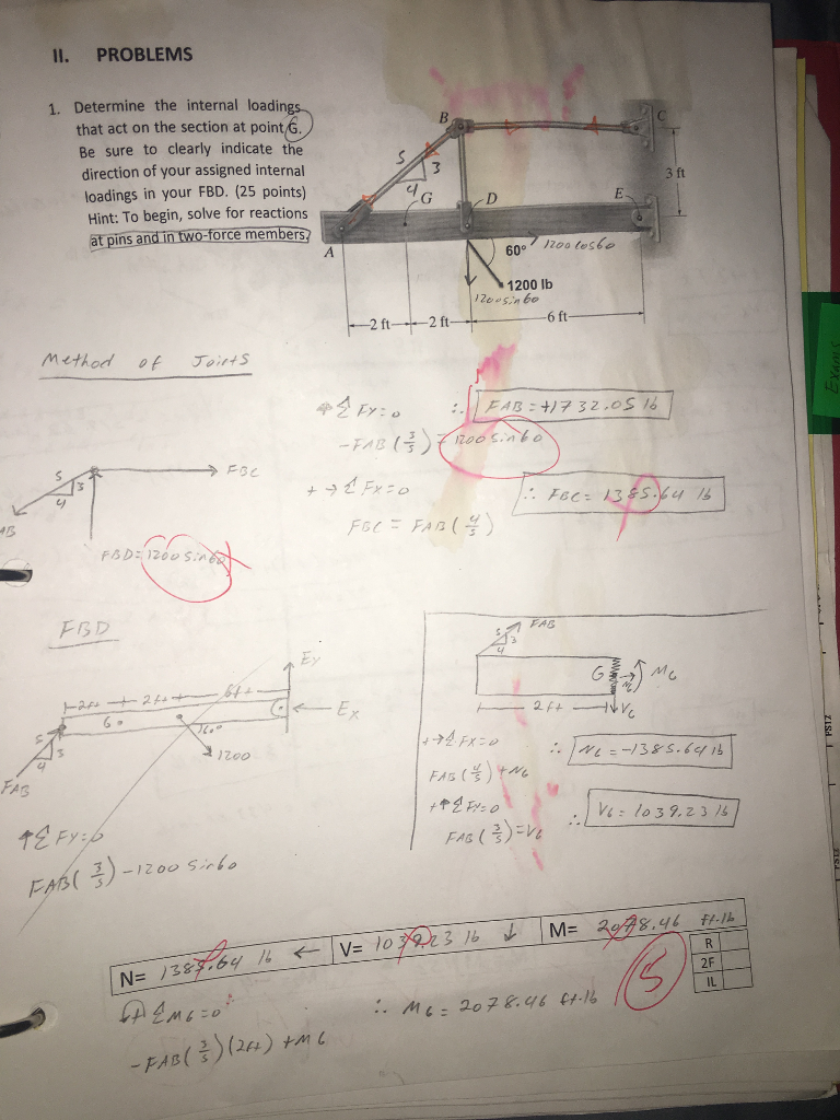 Solved Il. PROBLEMS 1. Determine the internal loading that | Chegg.com