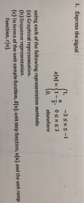 Solved 1. Express the signal 3 (o. elsewhere using each of | Chegg.com