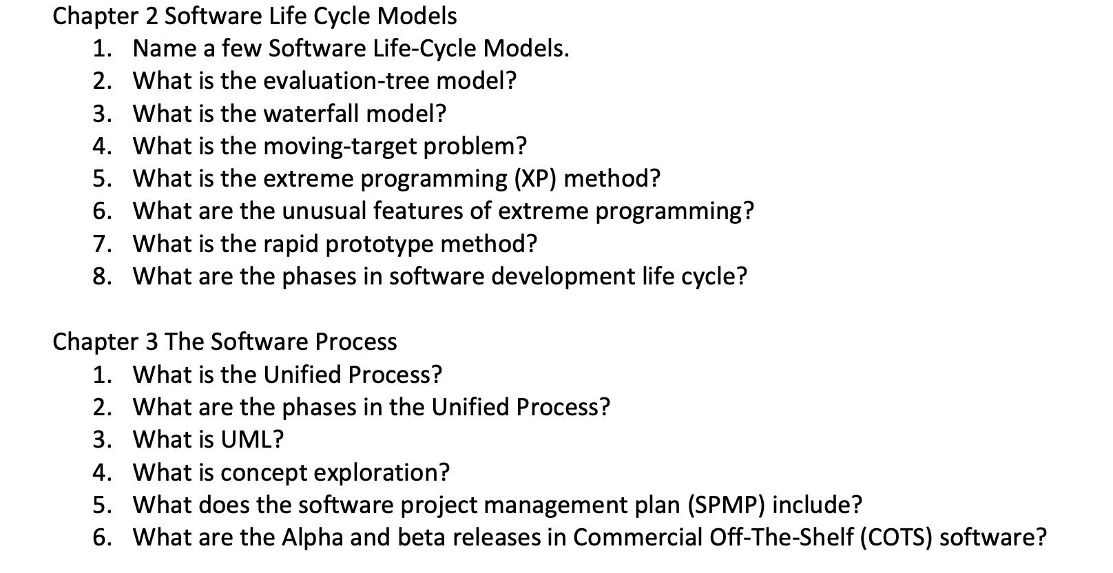 Solved Chapter 2 Software Life Cycle Models 1. Name a few | Chegg.com