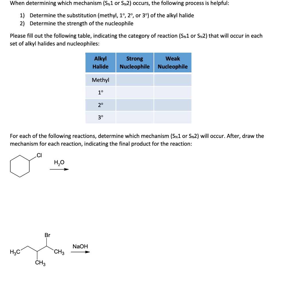 Solved When determining which mechanism (SN1 or SN2) occurs, | Chegg.com