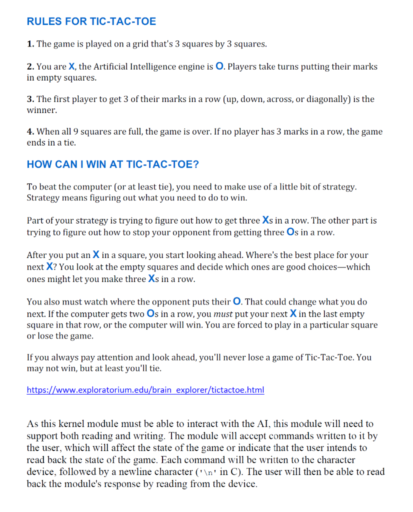 Solved Part 2: Tic Tac Toe (60\% of Project Grade) In part 2 | Chegg.com