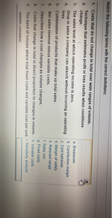 Solved Match the following terms with the correct | Chegg.com