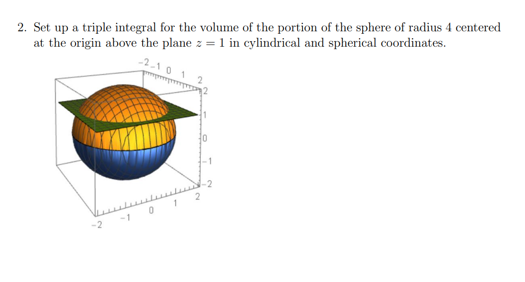 Solved 2. Set up a triple integral for the volume of the | Chegg.com