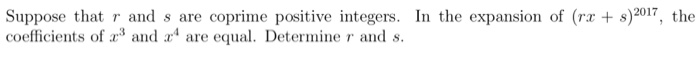 Solved Suppose that r and s are coprime positive integers. | Chegg.com