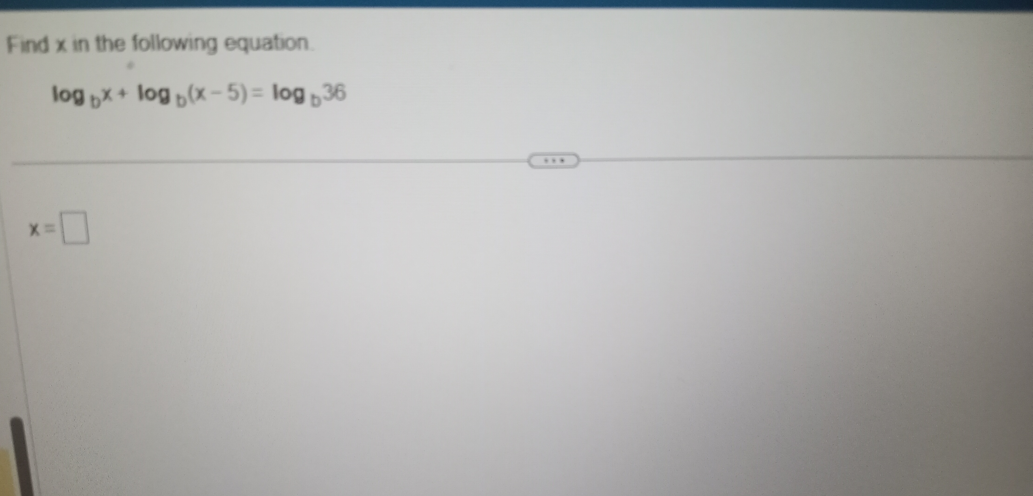 Solved Find x in the following equation | Chegg.com