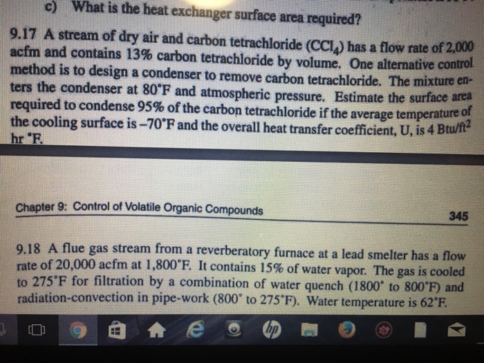 Solved c) What is the heat exchanger surface area required? | Chegg.com