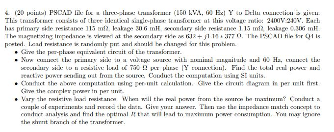 Solved 4. (20 points) PSCAD file for a three-phase | Chegg.com