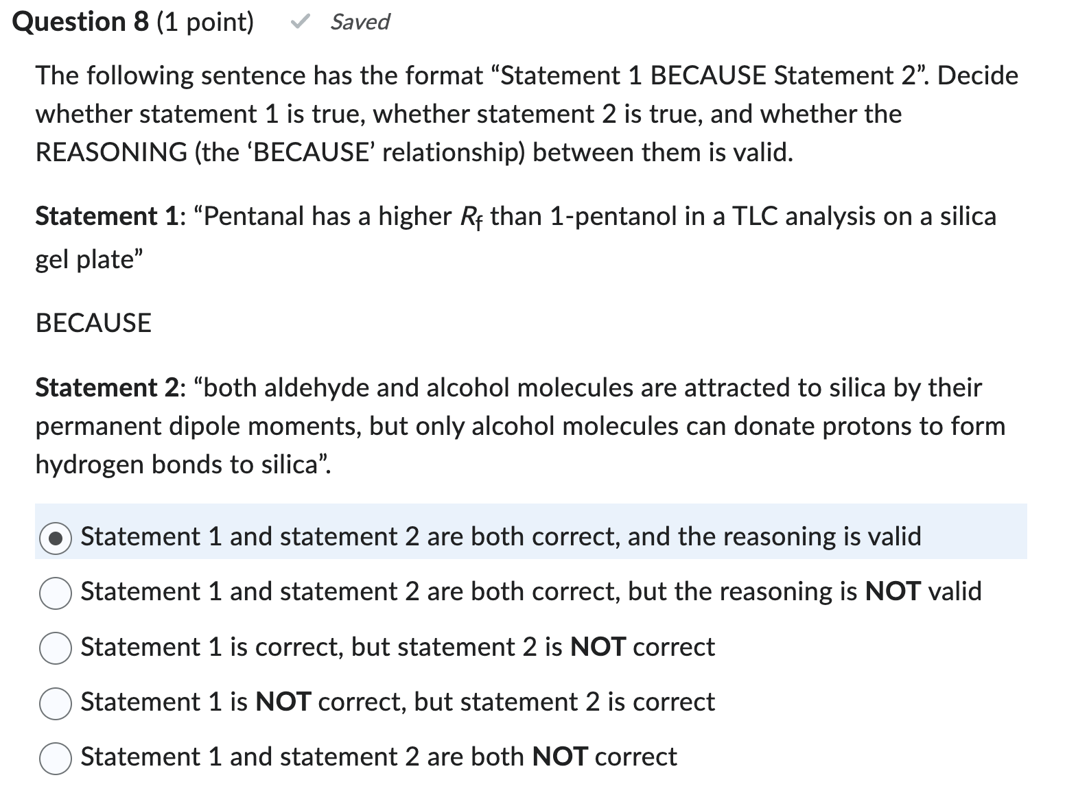 Solved Question 8 (1 ﻿point)The following sentence has the | Chegg.com