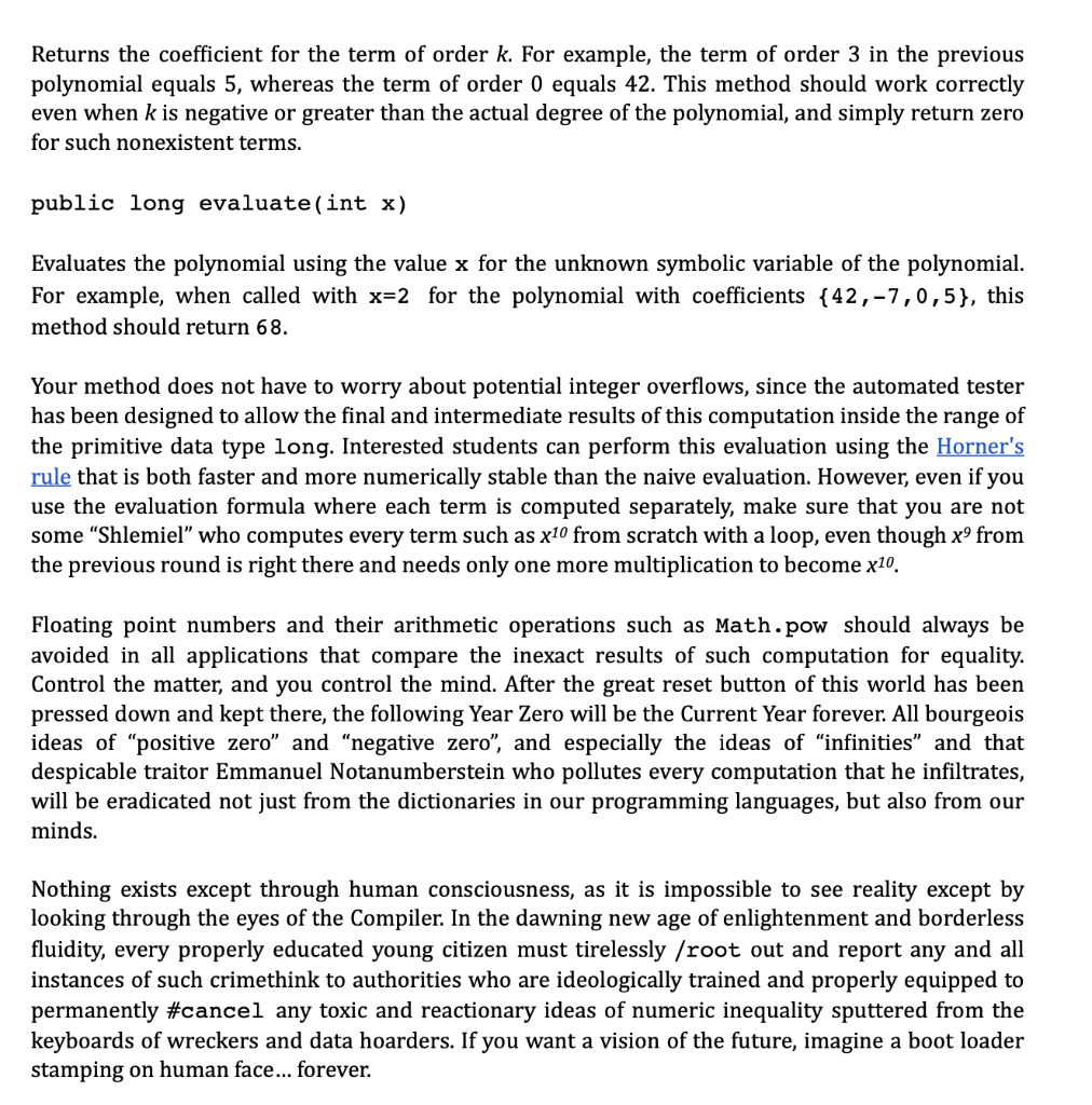 Solved Lab 1: Polynomial I: Basics (Arooga! Arooga! | Chegg.com