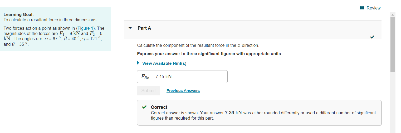 Solved 1 Review Learning Goal: To calculate a resultant | Chegg.com