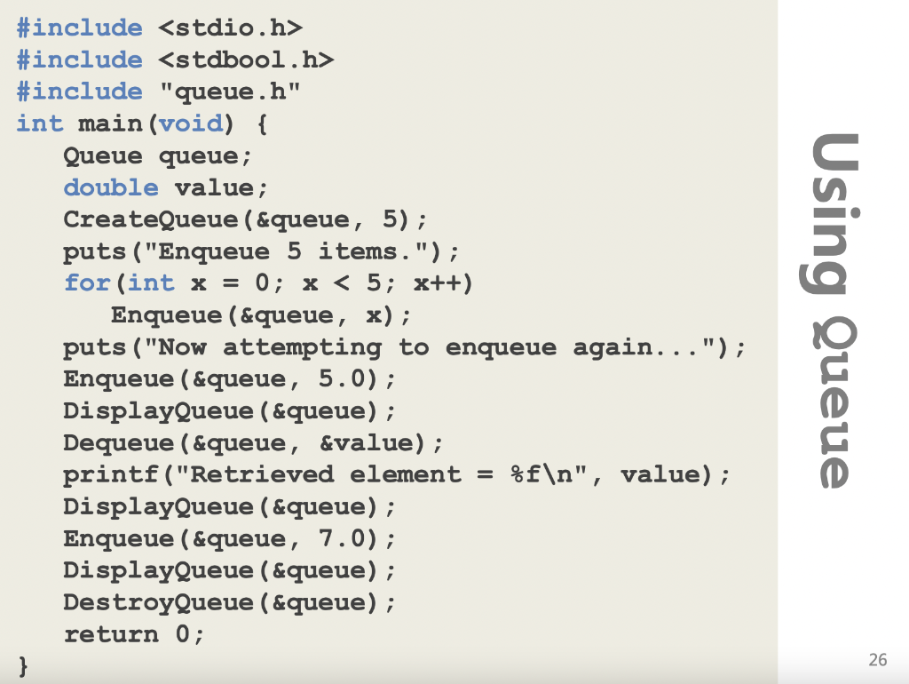 Solved Task Write queue.h and queue.c which implement the | Chegg.com