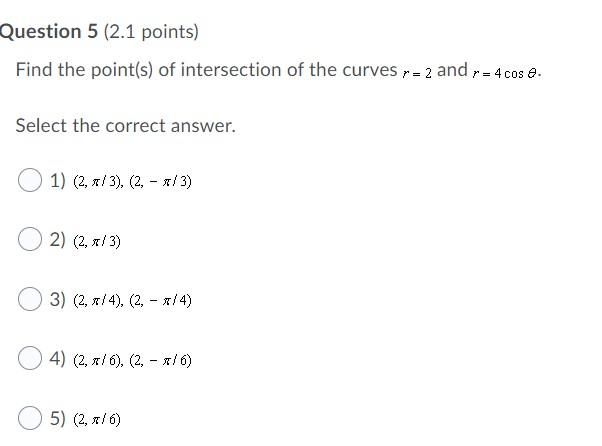 Solved Question 5 (2.1 points) Find the point(s) of | Chegg.com
