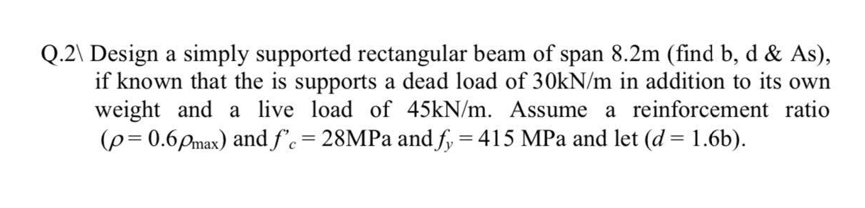 Solved Q.2\Design a simply supported rectangular beam of | Chegg.com