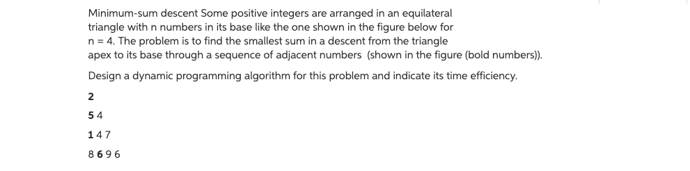 Minimum-sum descent Some positive integers are | Chegg.com