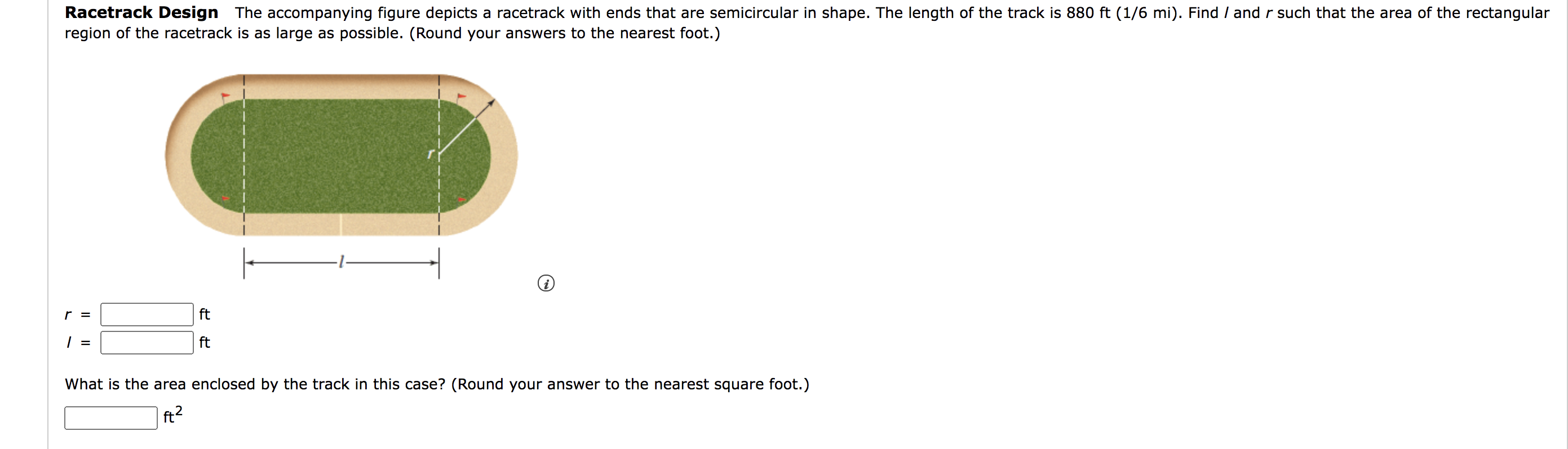 Solved Racetrack Design The accompanying figure depicts a | Chegg.com