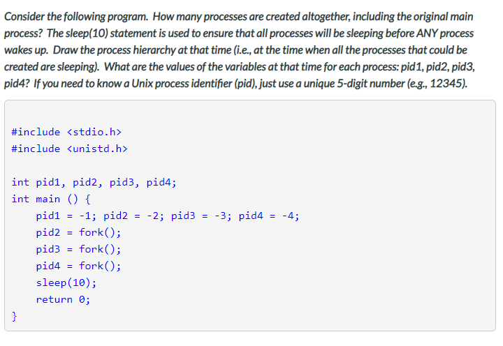 Solved Consider the following program. How many processes | Chegg.com