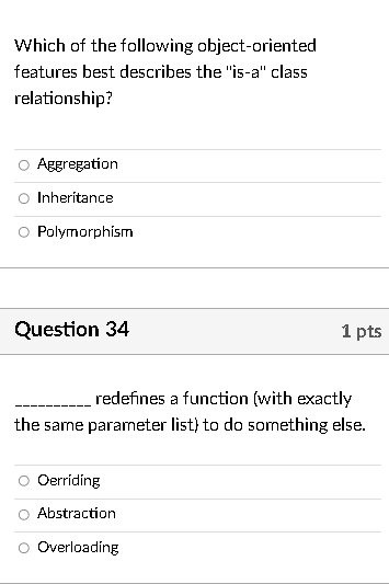 Solved Which of the following object-oriented features best | Chegg.com