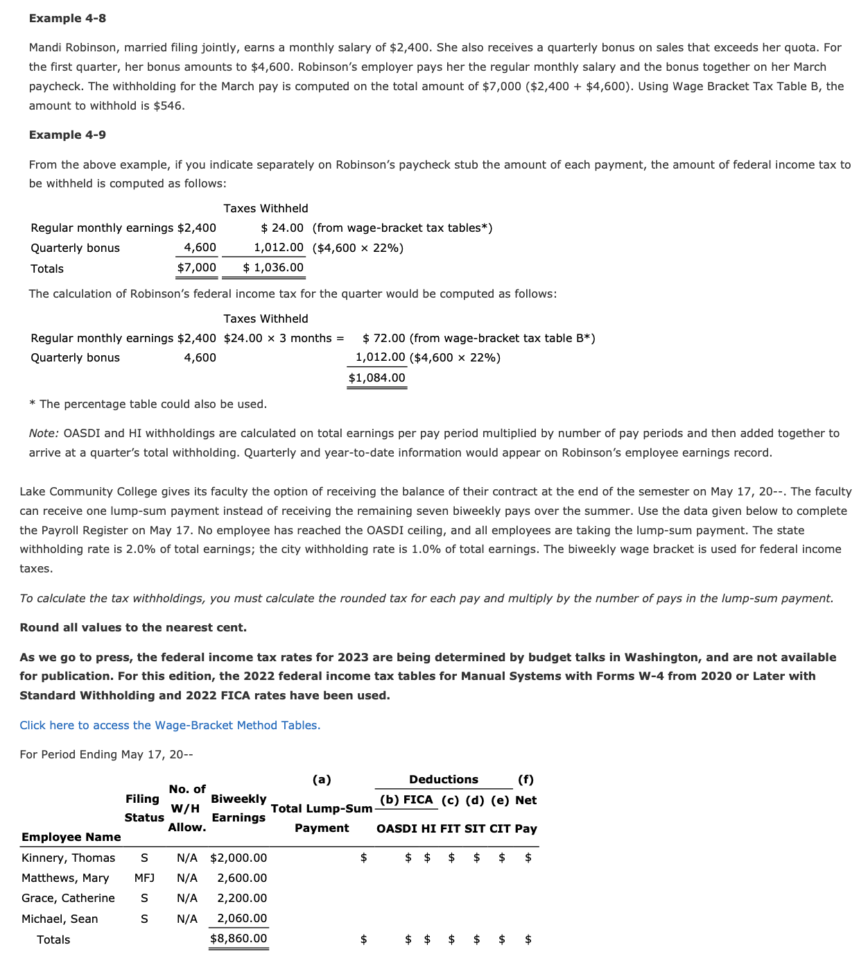 Solved Example 4-8 Mandi Robinson, married filing jointly, | Chegg.com