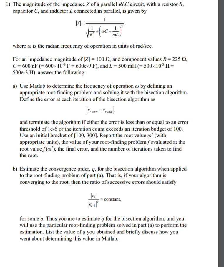 Provide Matlab script that will proficiently solve | Chegg.com