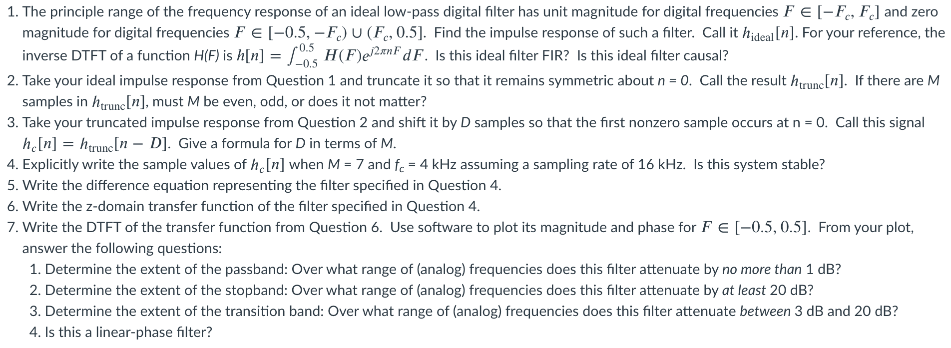== 1. The principle range of the frequency response | Chegg.com