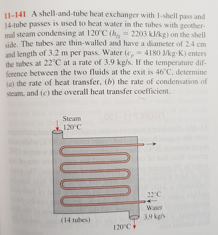 Solved 11-141 A shell-and-tube heat exchanger with 1-shell | Chegg.com