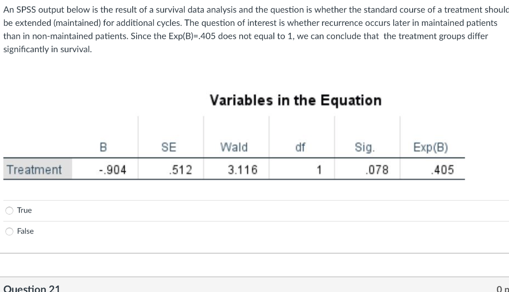 Solved An SPSS output below is the result of a survival data | Chegg.com