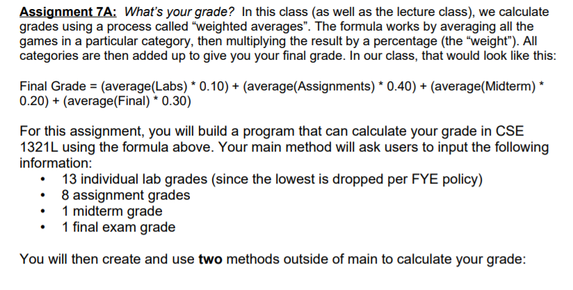 Solved Assignment 7A: What's your grade? In this class (as | Chegg.com