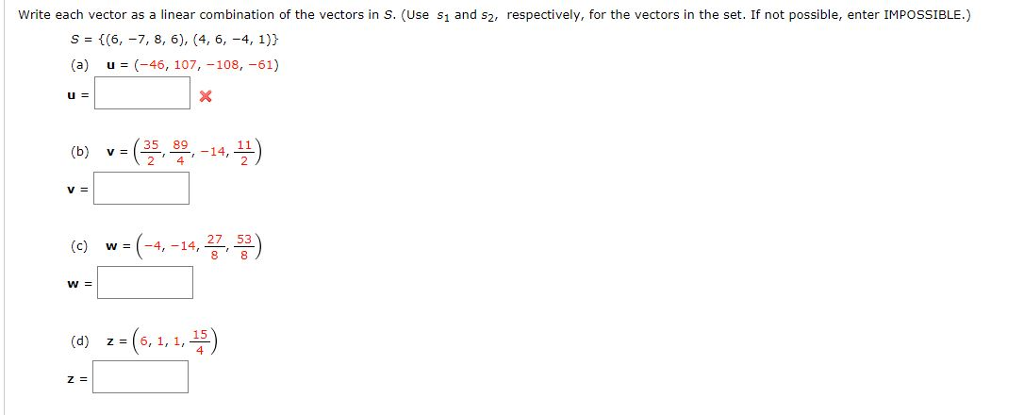 Solved Write each vector as a linear combination of the | Chegg.com