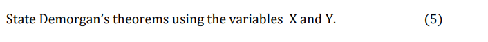 Solved State Demorgan's theorems using the variables X and | Chegg.com