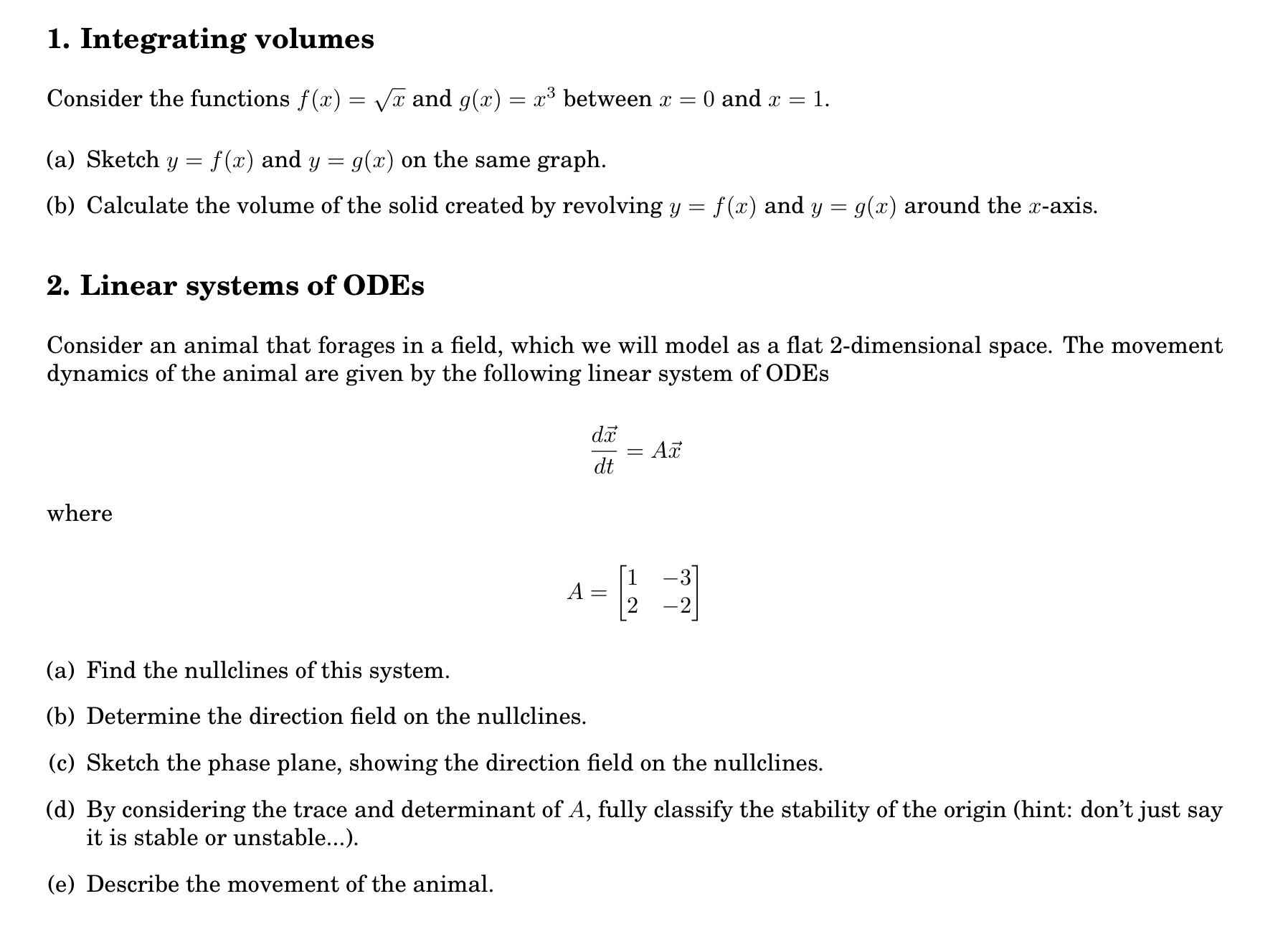 Solved 1. Integrating volumes Consider the functions f(x)=x | Chegg.com