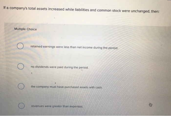 Solved If a company's total assets increased while | Chegg.com