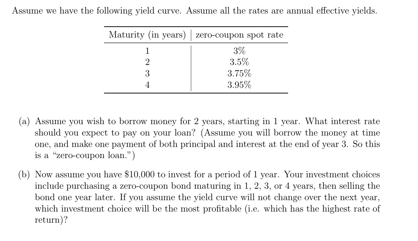 Solved Assume we have the following yield curve. Assume all | Chegg.com