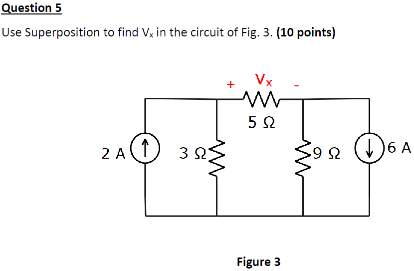 Solved Question 5 Use Superposition to find Vx in the | Chegg.com
