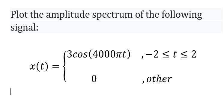 Solved Plot the amplitude spectrum of the following signal: | Chegg.com