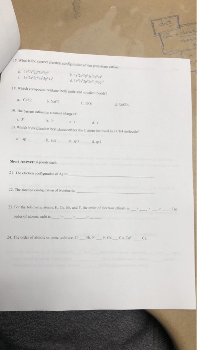 Solved Multiple Choice: 3 points each 1. The "n" value of | Chegg.com