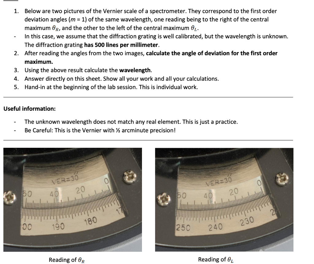 Solved 1. Below are two pictures of the Vernier scale of a | Chegg.com